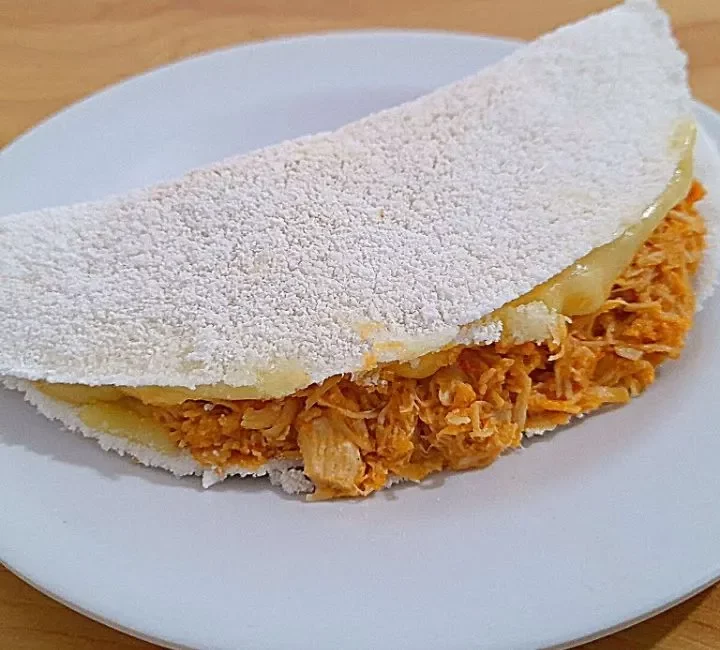 Fiz essa tapioca de frango em 30 minutos e ficou uma delicia